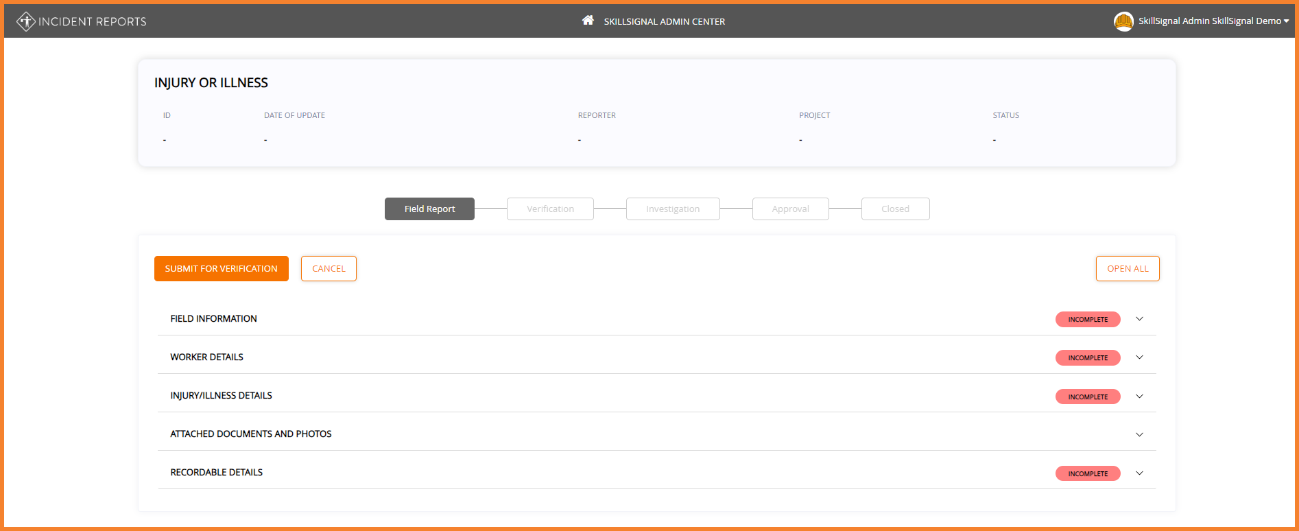 How to Submit an Incident Report through Web Dashboard – SkillSignal ...